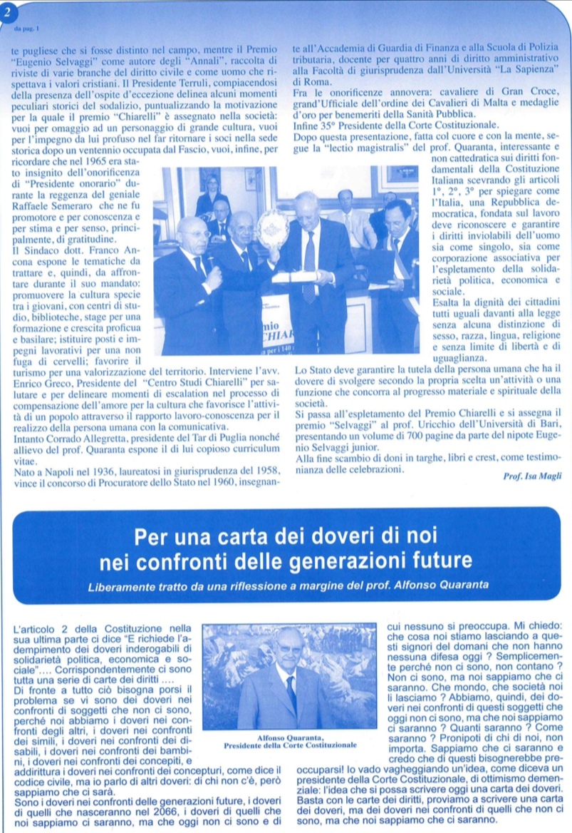 Quando Alfonso Quaranta presidente della Corte Costituzionale fu a ...