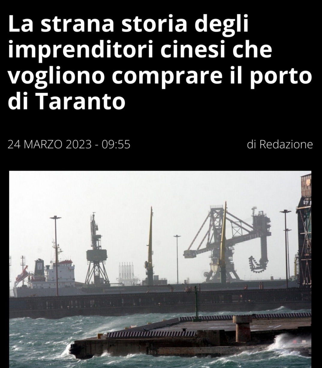 Cinesi vogliono comprare il porto di Taranto (Open) - Noi Notizie.