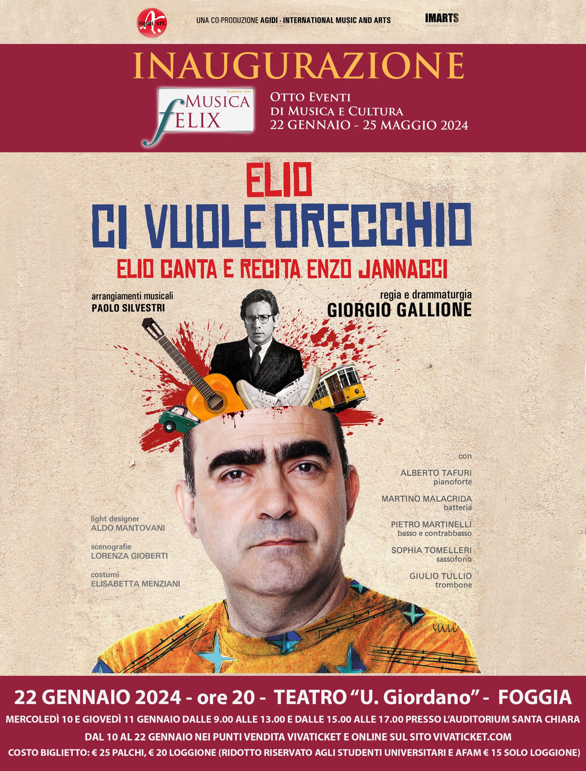 Foggia: lunedì "Ci vuole orecchio–Elio canta e recita Enzo Jannacci ...