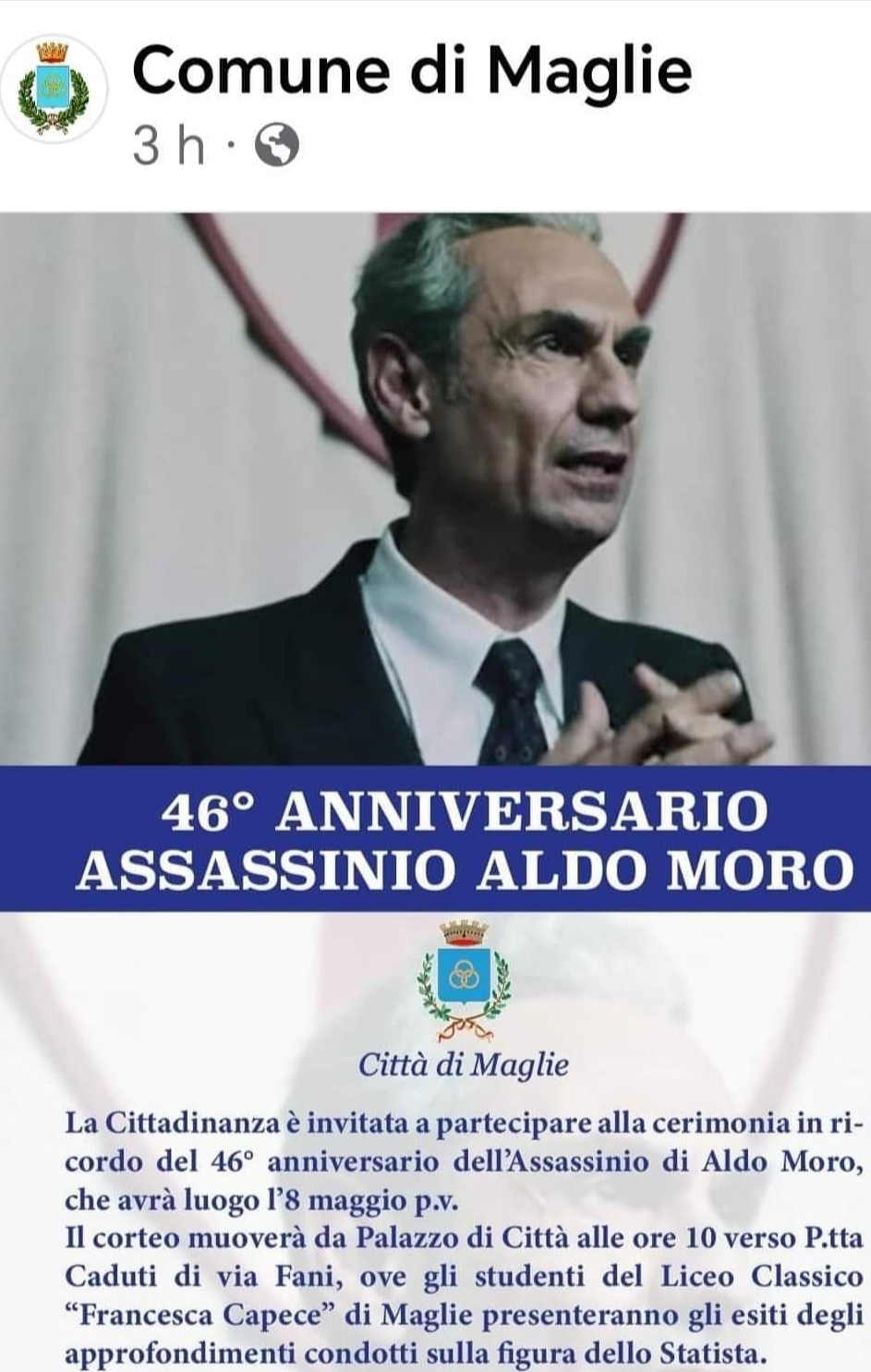 Maglie: manifesto per l'anniversario dell'assassinio di Aldo Moro, in ...