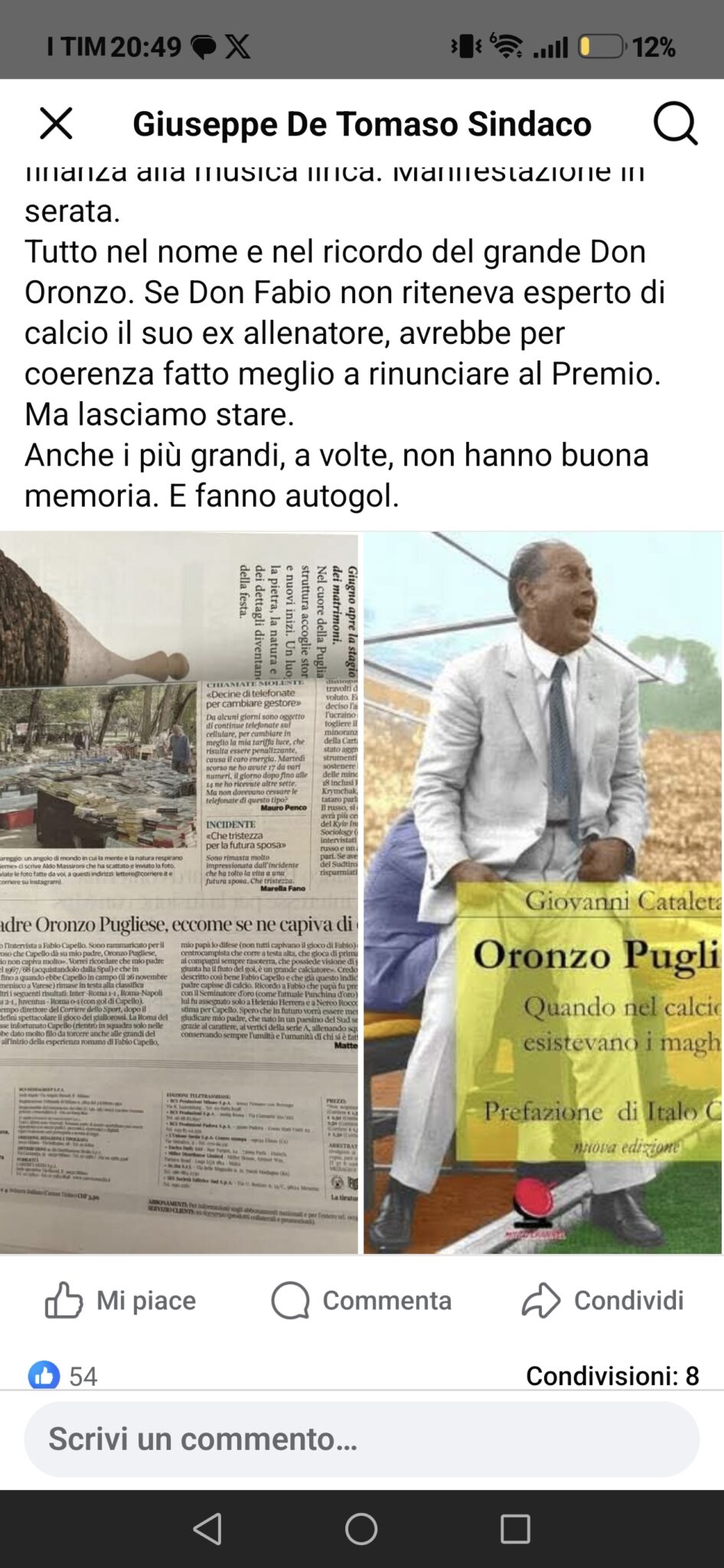 Oronzo Pugliese non capiva tanto di calcio? Per il sindaco di Turi ...