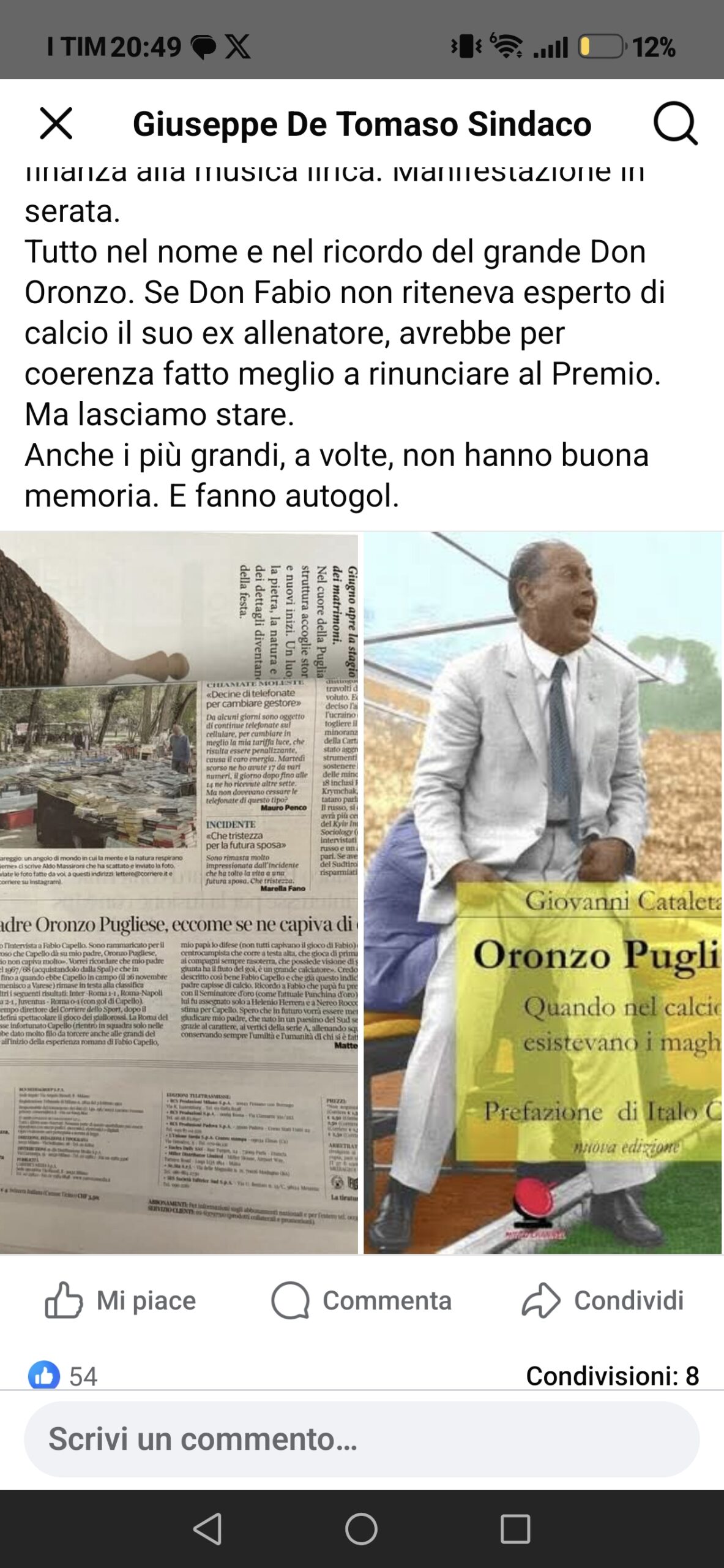 Oronzo Pugliese non capiva tanto di calcio? Per il sindaco fi Turi ...